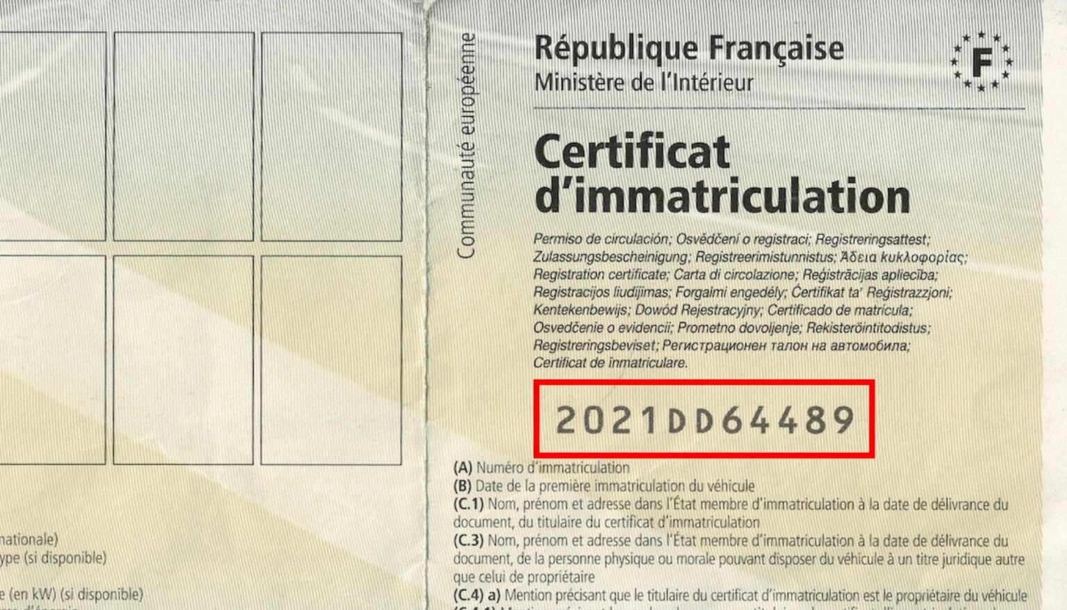 Quel est le numéro de formule de la carte grise ? - La Voiture